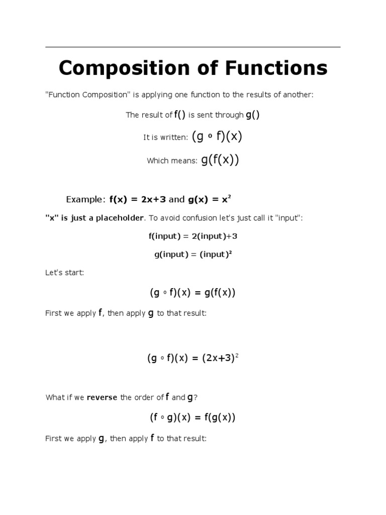 Composition of Functions | PDF | Function (Mathematics) | Domain Of A Function