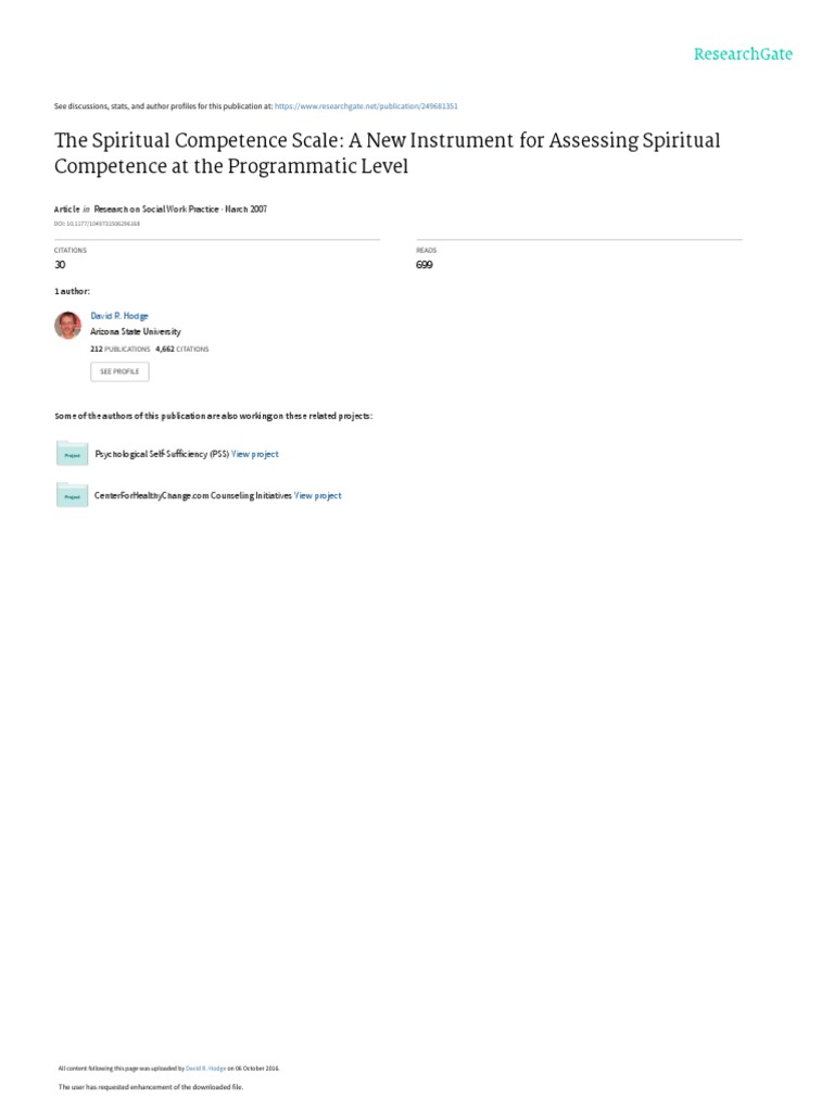 Hodge Spiritual Competence Scale | PDF | Factor Analysis | Correlation ...