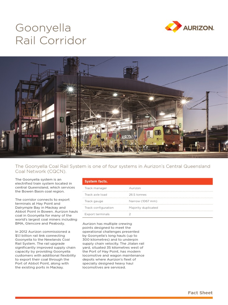 Goonyella Rail Corridor Fact Sheet | PDF | Rail Transport | Transport
