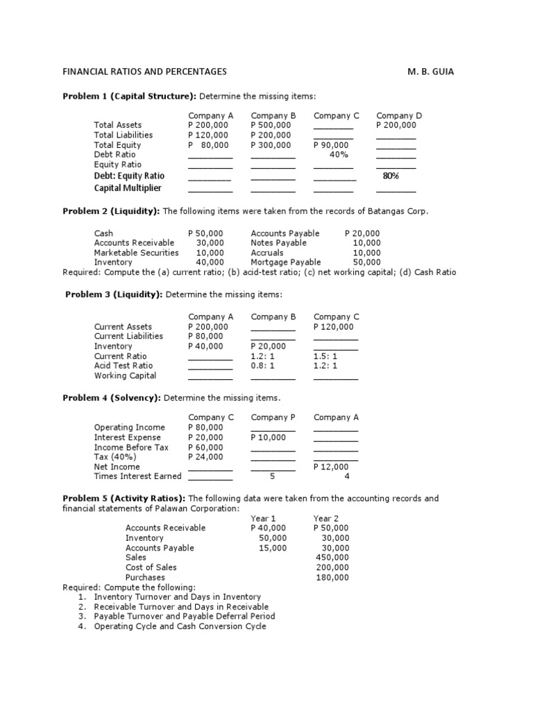 Module 3 Financial Ratios Practice Problems | PDF | Equity (Finance ...