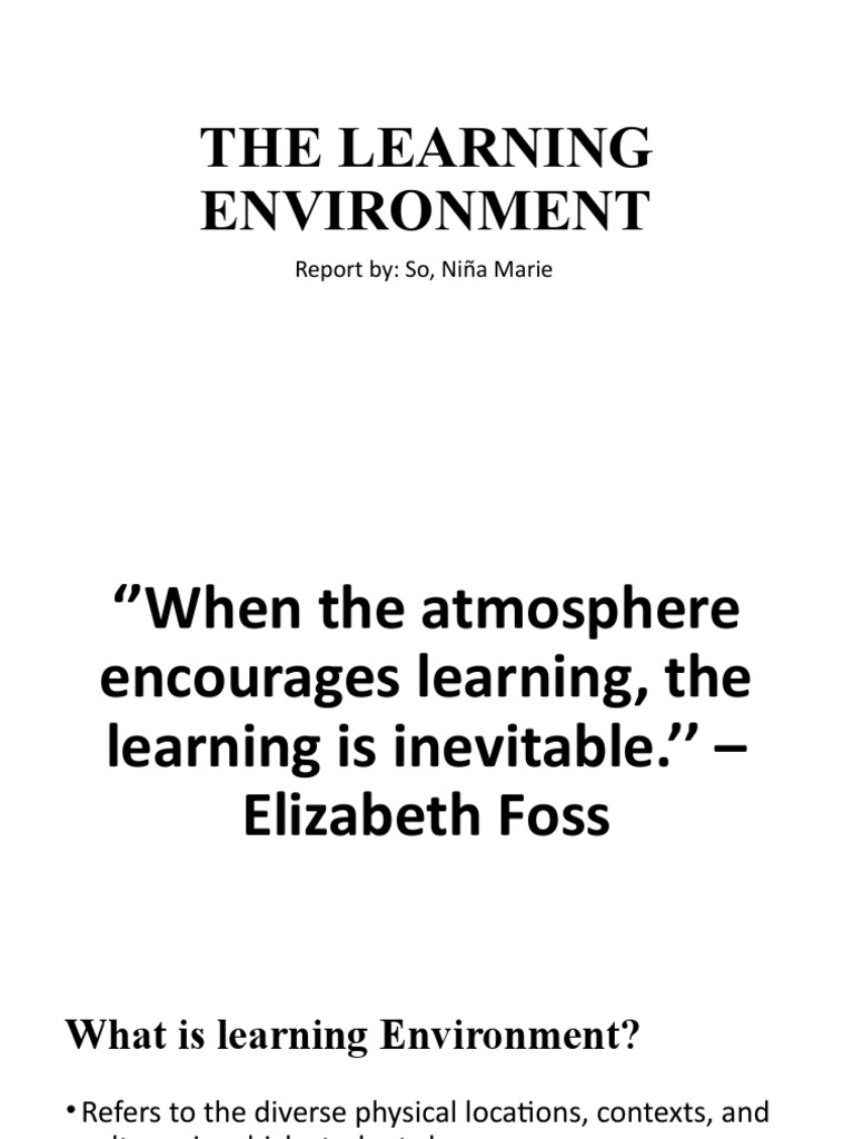 The Learning Environment Pdf Classroom Learning