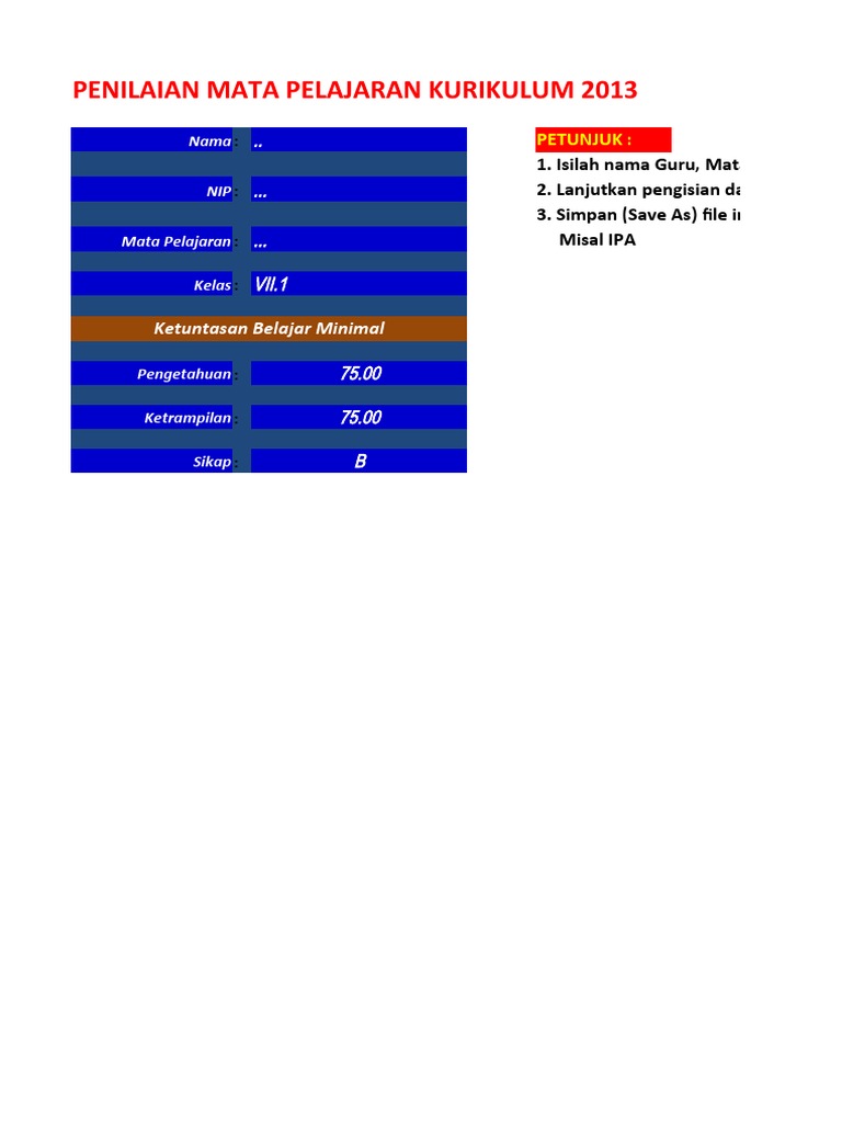 File Nilai Mapel Us 1516 Ok SMPN 1 TLKP | PDF