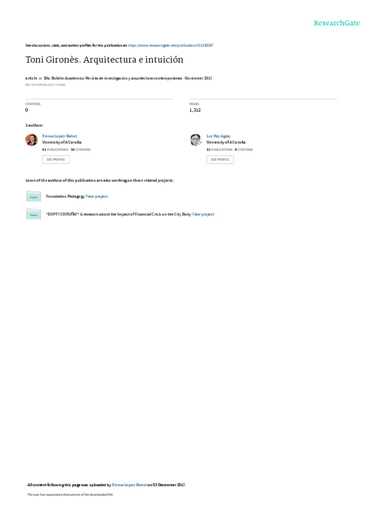 Toni Girones Arquitectura e Intuicion | PDF