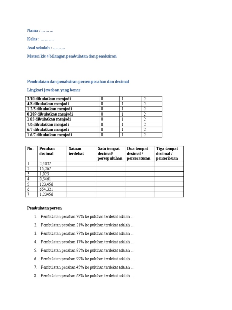 Latihan Soal 2 Pembulatan | PDF