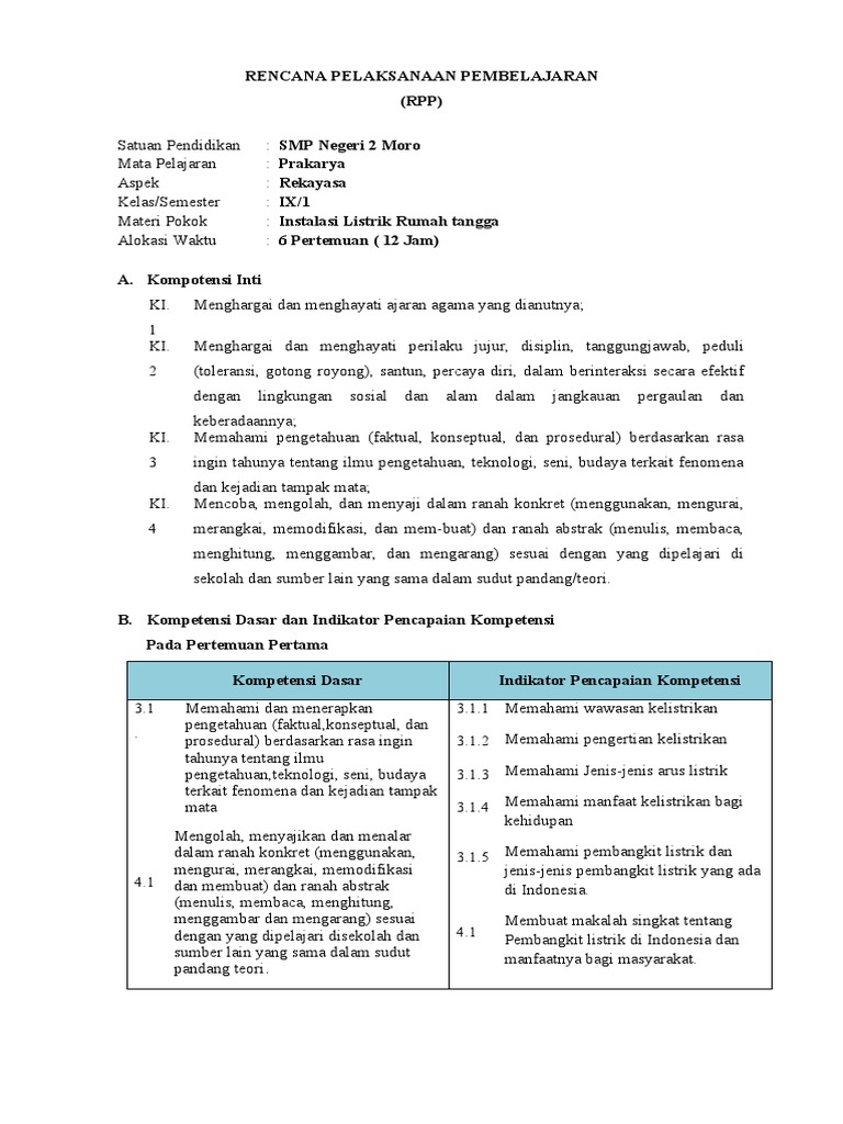 1b. RPP Instalasi Listrik | PDF