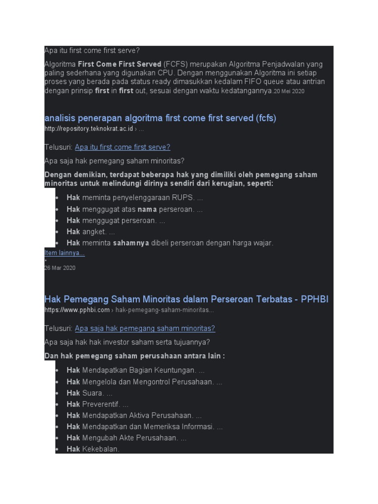 Apa Itu First Come First Serve | PDF