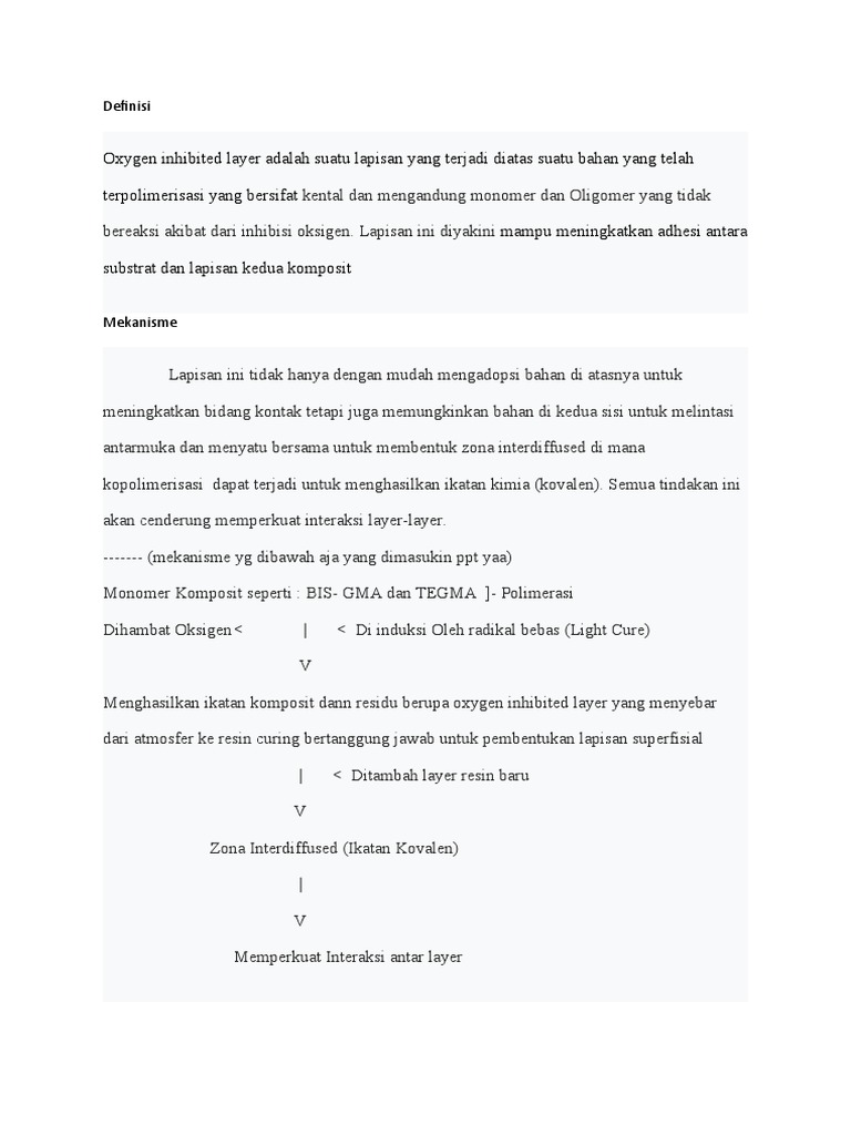 Oxygen Inhibited Layer OD | PDF