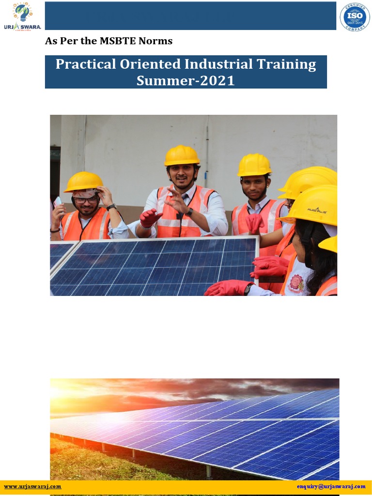 Practical Oriented Industrial Training Summer-2021: As Per The MSBTE ...