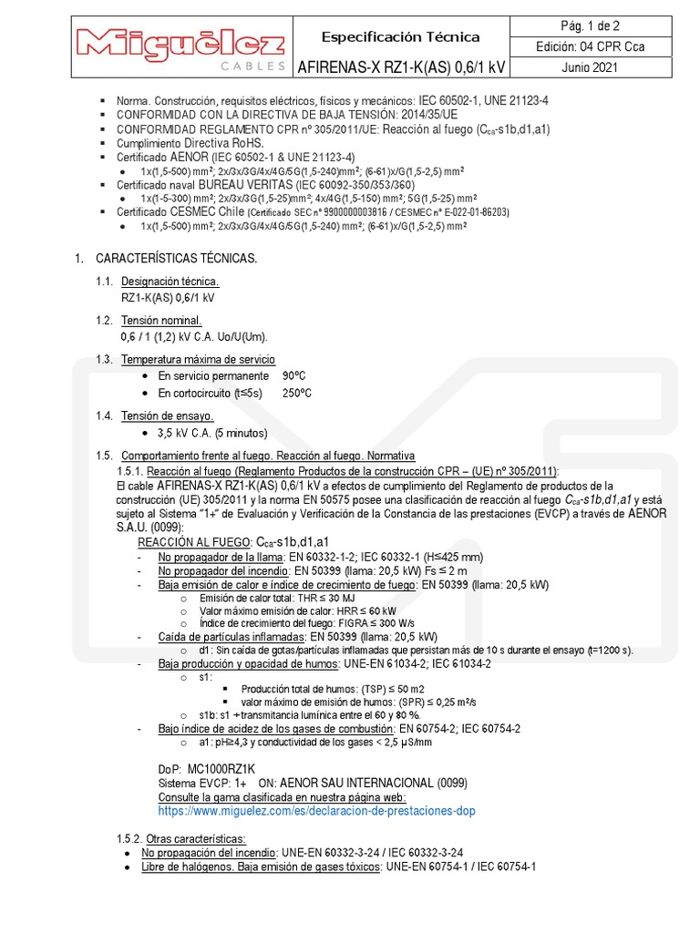 AFIRENAS-X RZ1-K FT ESP Ed05 CPRCca | PDF | Cantidades fisicas | Electricidad