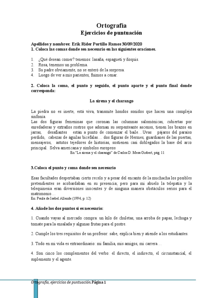 Ejercicios de Puntuación para Niños | PDF | Publicación | Comunicación