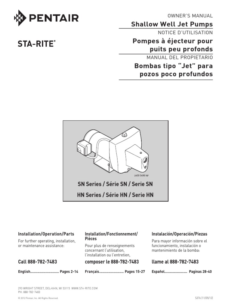 Sta-Rite Manual | PDF | Plumbing | Pump