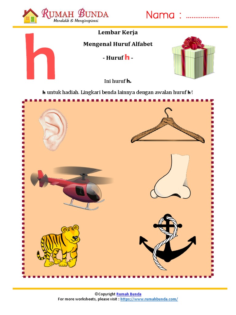 Menulis Huruf Alfabet H | PDF