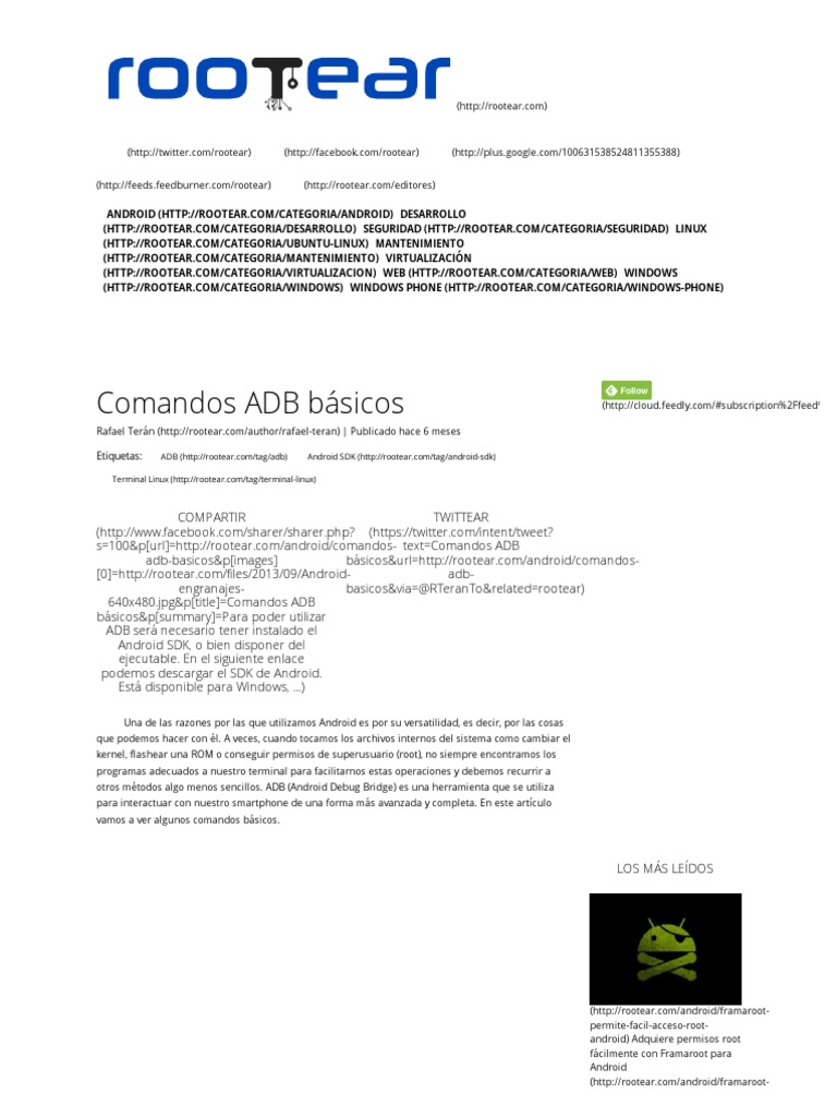 Comandos Básicos ADB | PDF | Android (sistema operativo) | Archivo de computadora