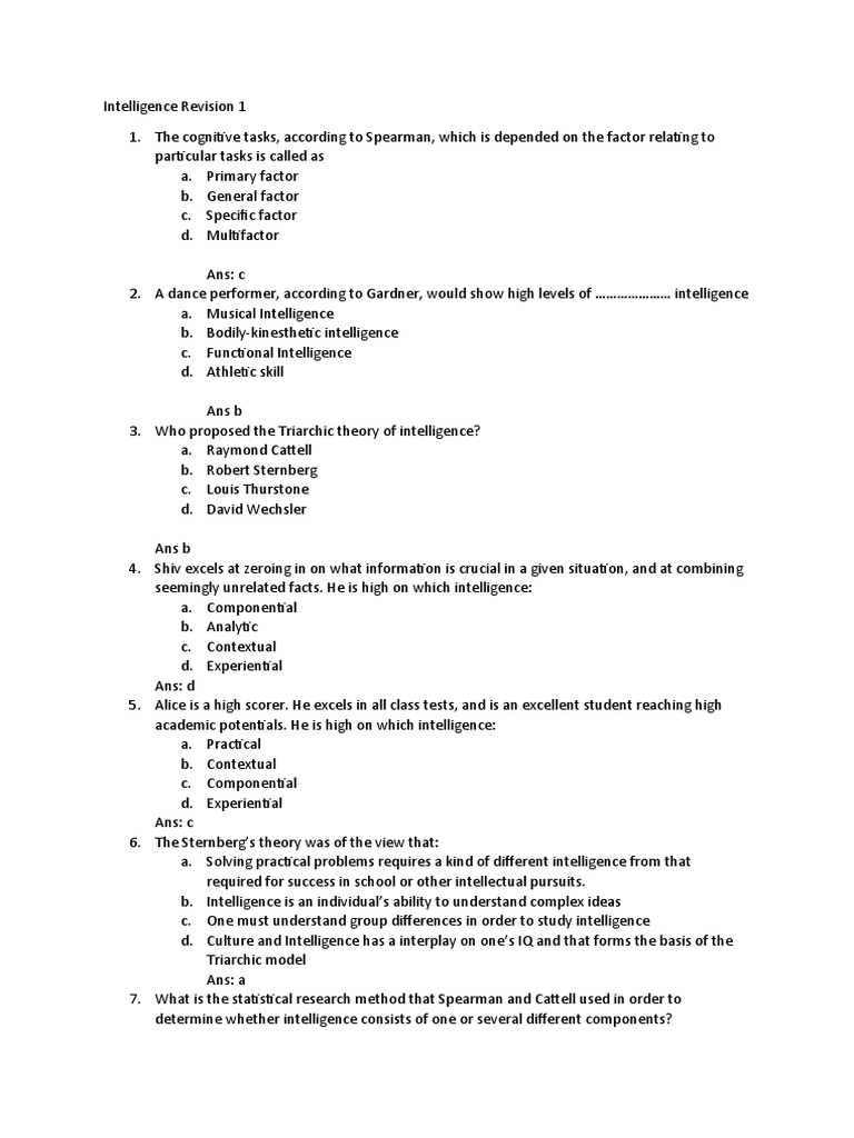 Intelligence (Psychology) | PDF | Intelligence | Cognition