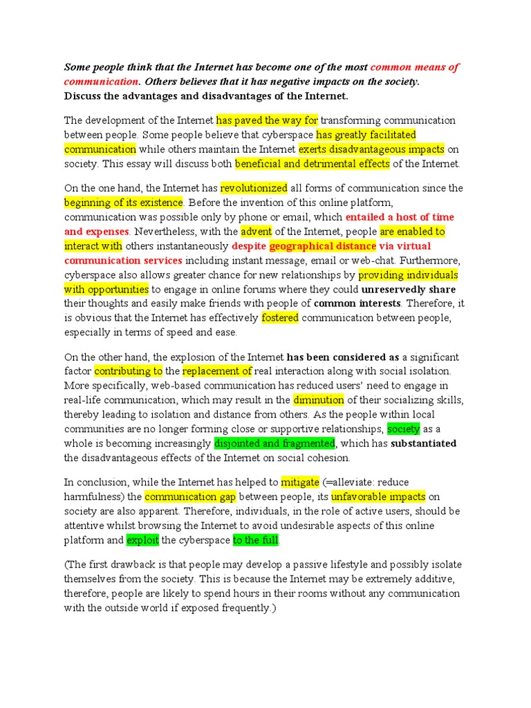 Advantages and Disadvantages of INTERNET | PDF | Internet | Communication