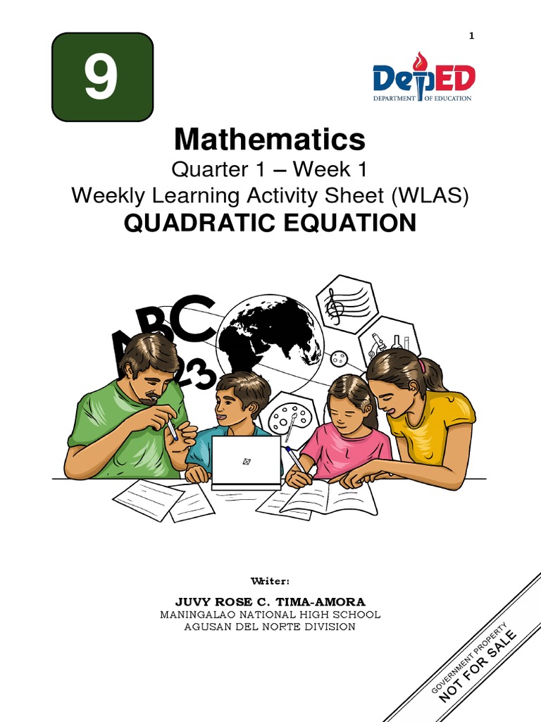 Math 9 Quarter 1 Week 1 - Ms. Tima | PDF | Quadratic Equation | Equations