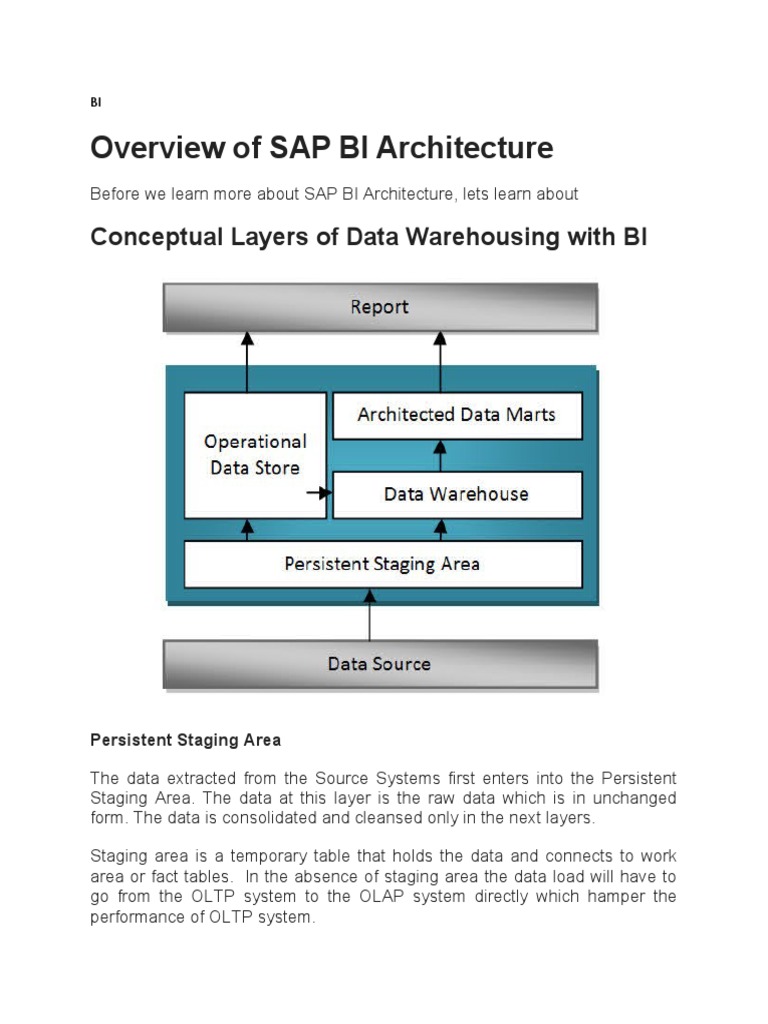 Overview of SAP BI Architecture | PDF | Data Warehouse | Software