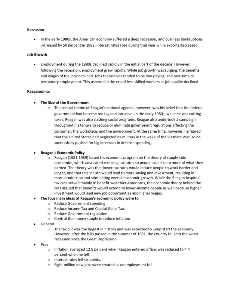 80s Economy | PDF | Recession | Economies