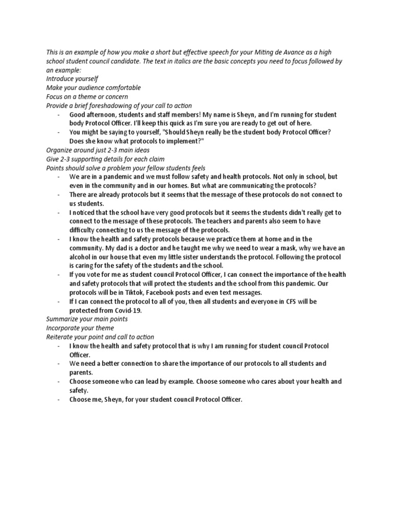 Format of Miting de Avance Speech | PDF | Communication