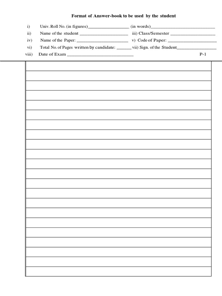 Answer Sheet Format for Exams | PDF