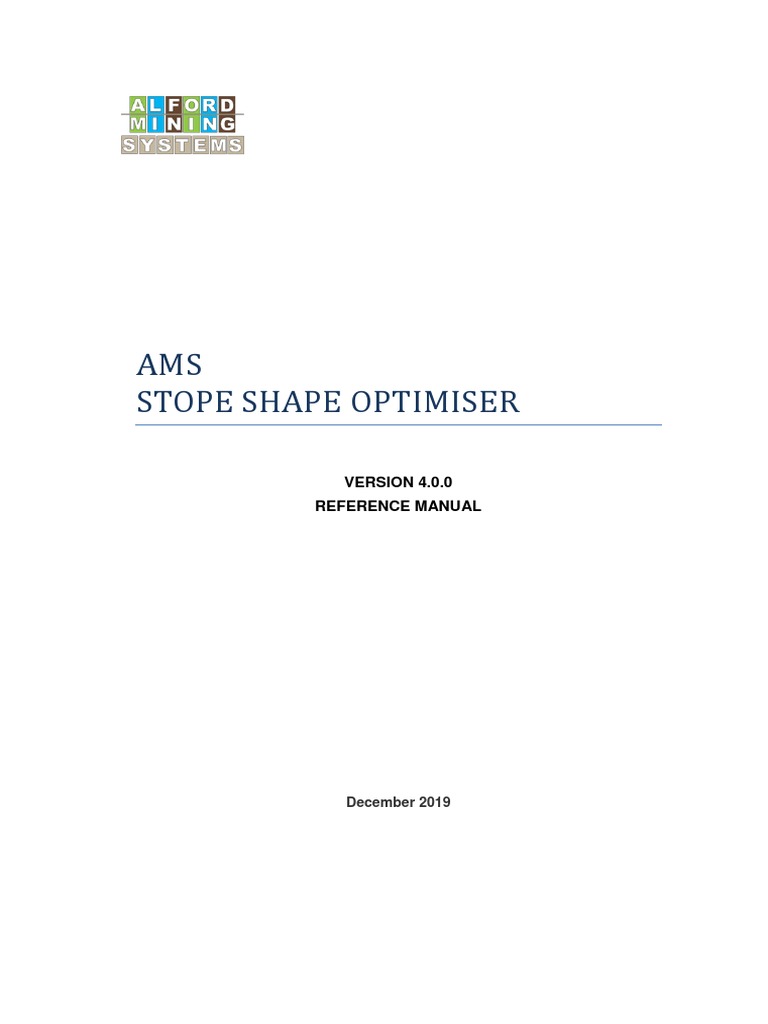 AMS Stope Shape Optimiser Ver 4.0 Reference Manual - 2 | PDF ...
