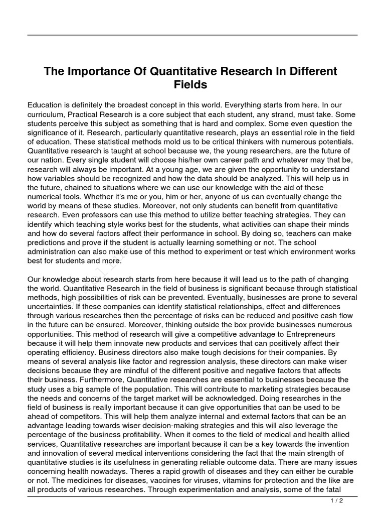 The Importance of Quantitative Research in Different Fields | PDF ...
