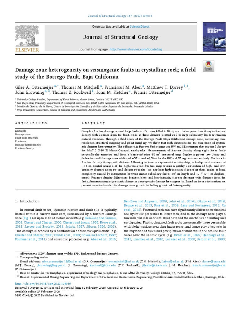 Journal of Structural Geology | PDF | Earthquakes | Fault (Geology)