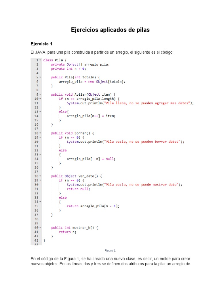 Ejercicios Pila | PDF | Programación | Constructor (Programación Orientada a Objetos)