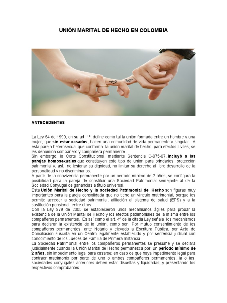 Unión Marital de Hecho en Colombia | PDF | Matrimonio | Justicia