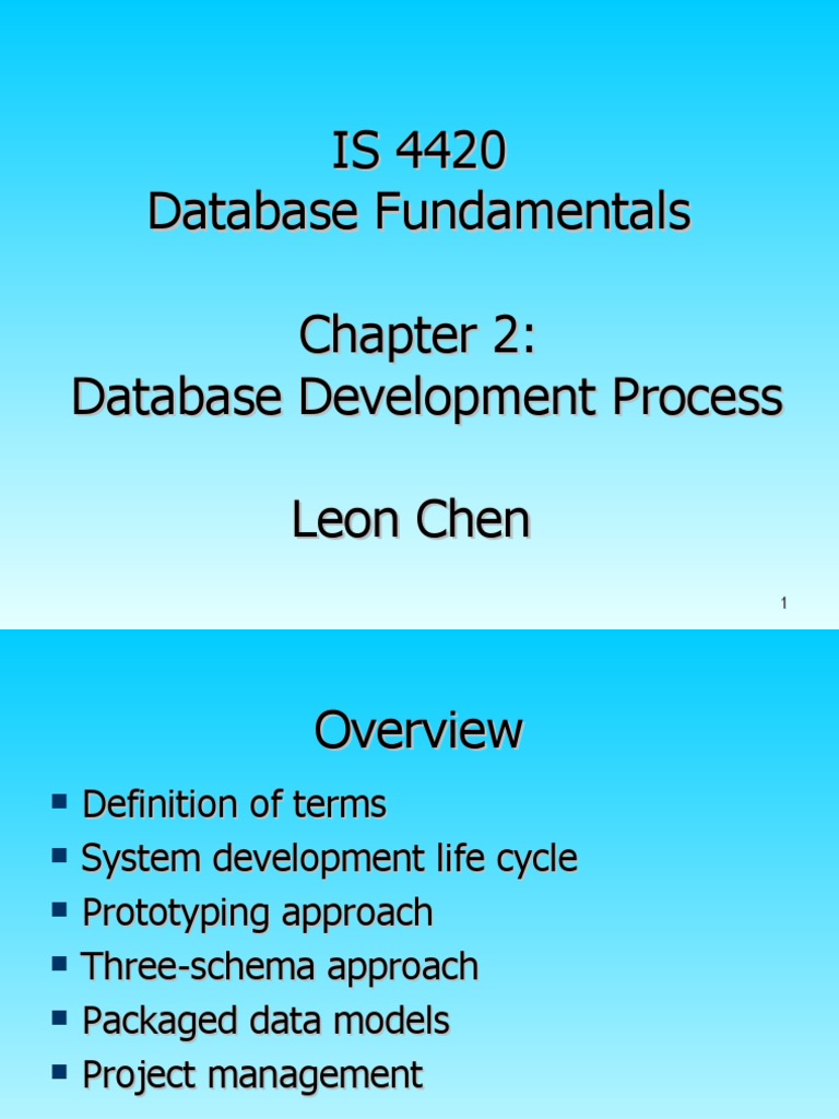 IS 4420 Database Fundamentals Database Development Process Leon Chen ...