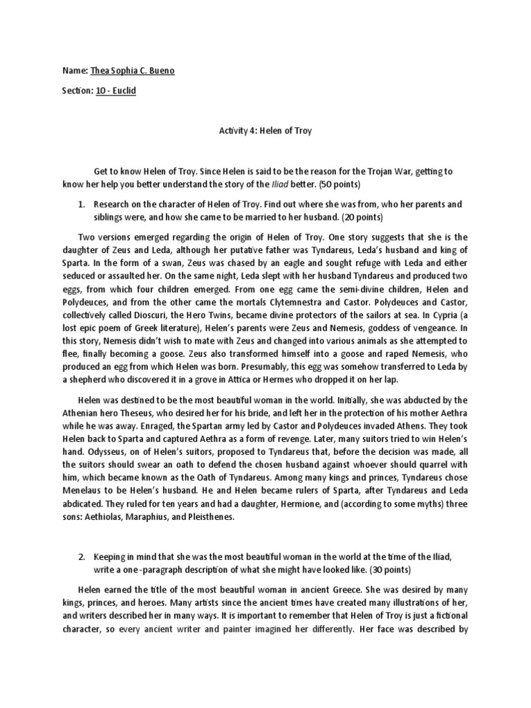 Helen of Troy: Origins and Beauty | PDF | Helen Of Troy | Ancient Greek ...