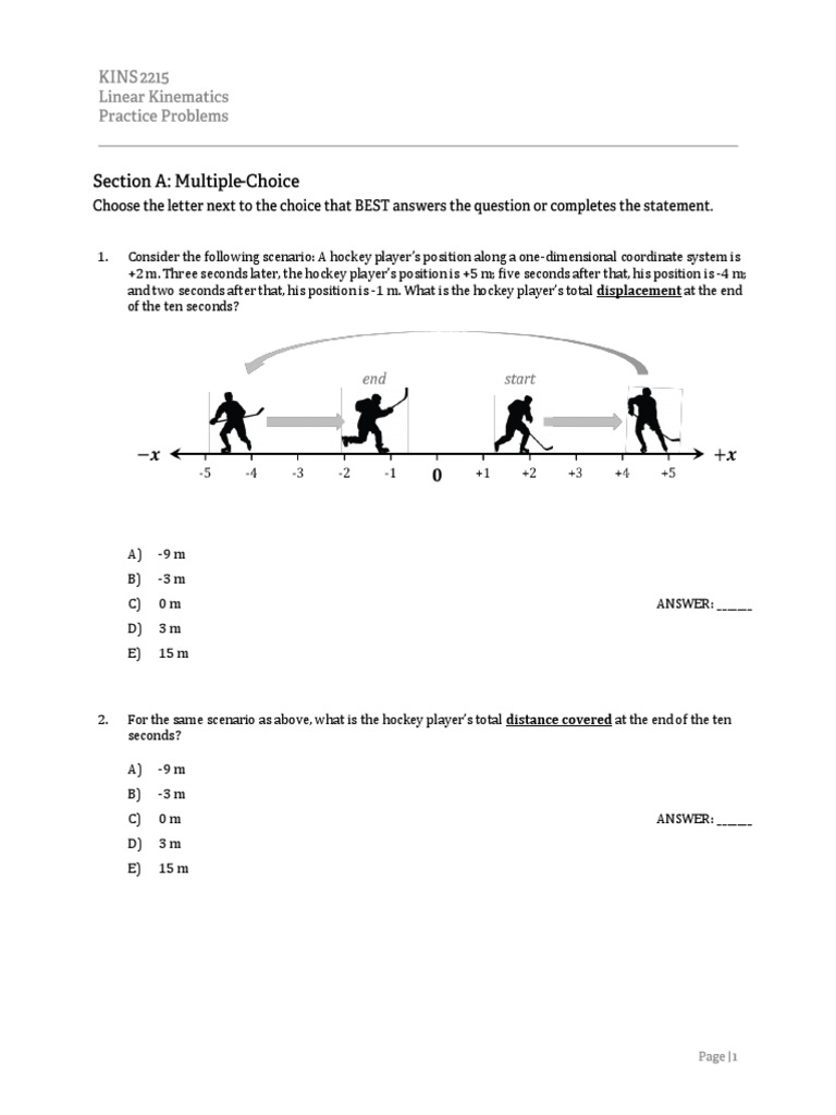 Practice Problems - Linear Kinematics | PDF | Velocity | Speed