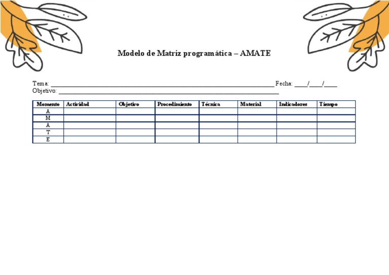 Modelo de Matriz programática AMATE | PDF