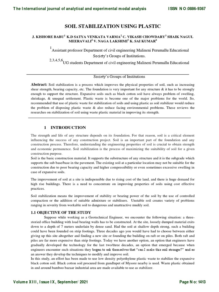 Soil Stabilization Using Plastic | PDF | Soil | Nature