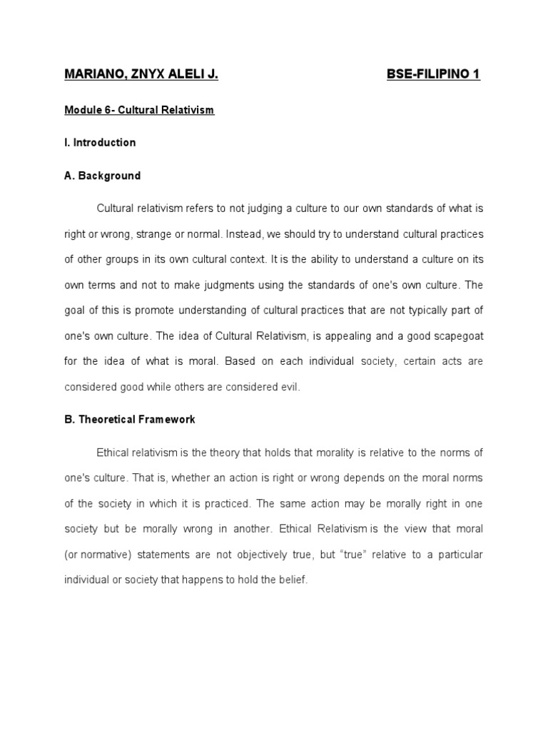 Module 6 (Cultural Relativism) | PDF | Relativism | Morality