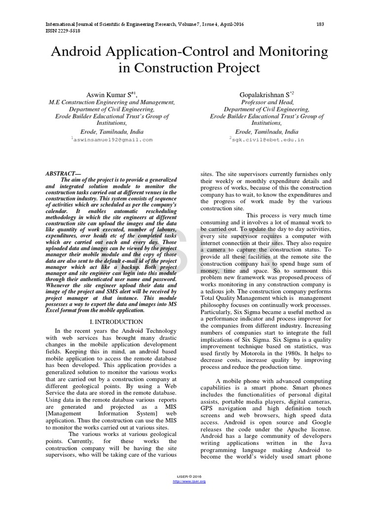 Android Application Control and Monitoring in Construction Project | Download Free PDF ...