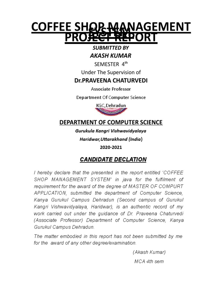 Coffee Shop Management System Project | PDF | Starbucks | Intelligence ...