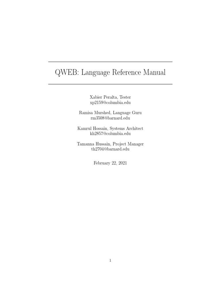 QWEB Language Reference Manual | PDF | Boolean Data Type | Computer Science
