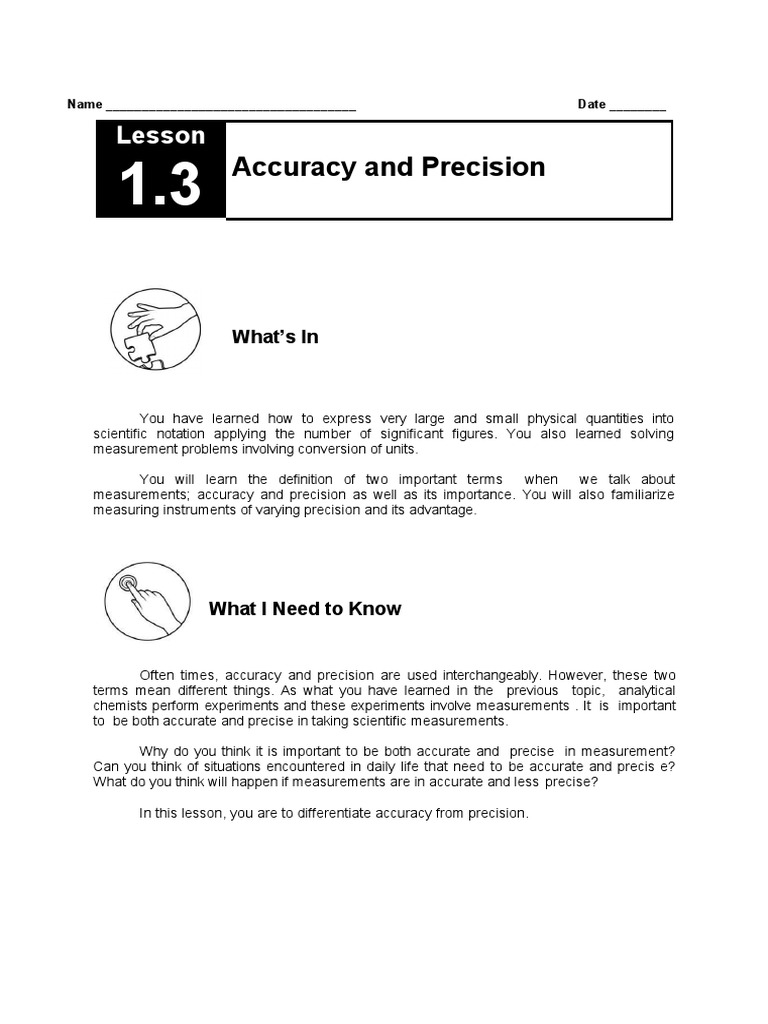 Activity 1.3-Accuracy and Precision | PDF | Accuracy And Precision ...