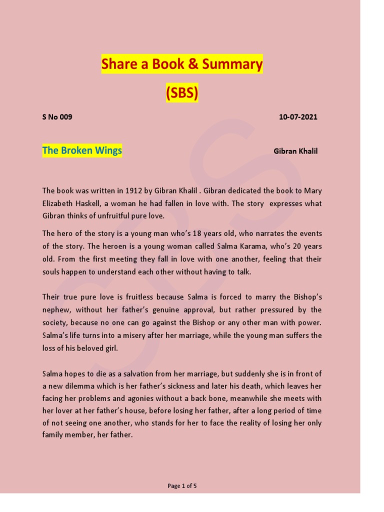 Share A Book & Summary (SBS) : The Broken Wings | PDF | Love | Kahlil Gibran