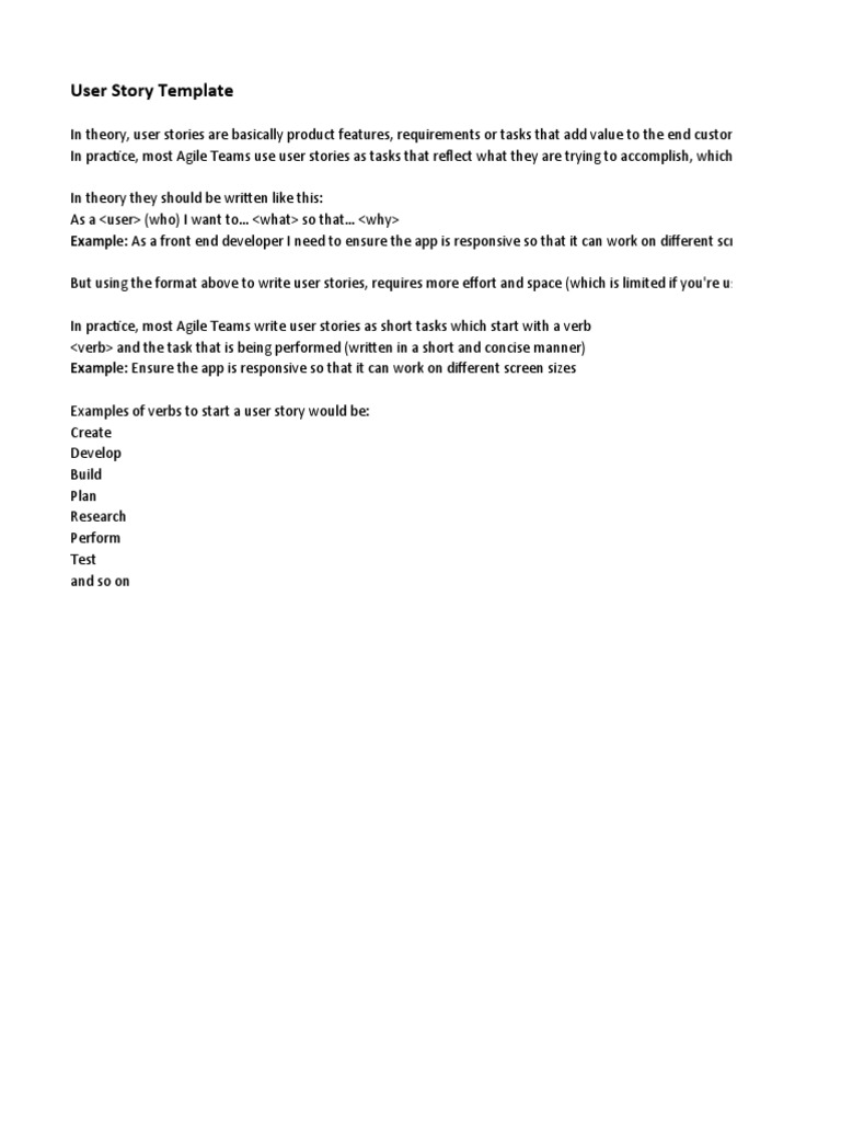 User Story and Velocity Chart Template | PDF | Computer Engineering ...