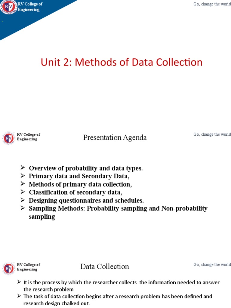 Unit 2: Methods of Data Collection | PDF | Sampling (Statistics ...
