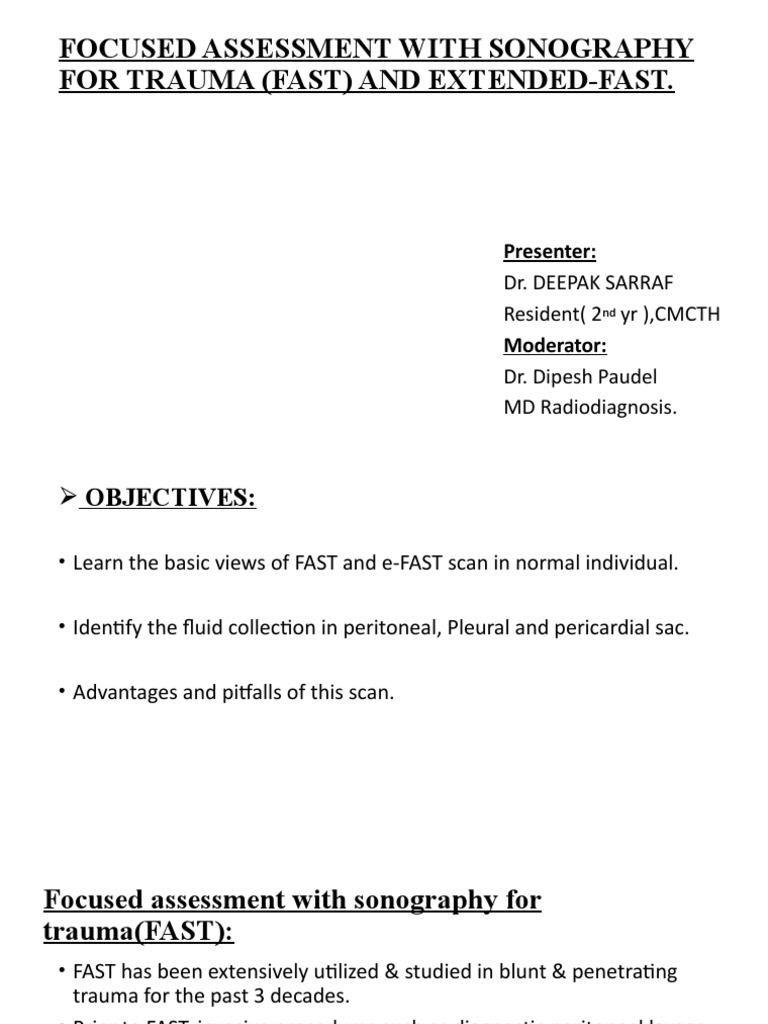 Focused Assessment With Sonography For Trauma (Fast) and Extended-Fast ...