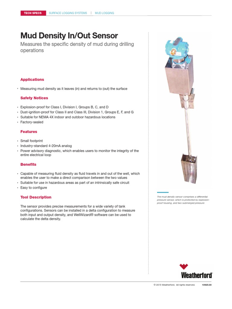Mud Density in Out Sensor | PDF | Sensor | Electrical Engineering