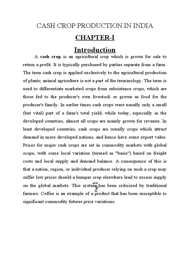 Cash Crop Production in India | PDF | Agriculture | Cash Crop