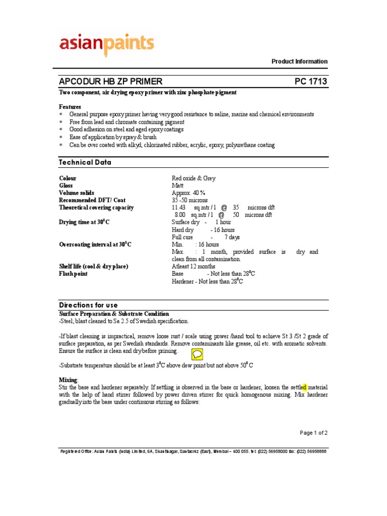Red Gray Oxide Data Sheet | PDF | Epoxy | Paint
