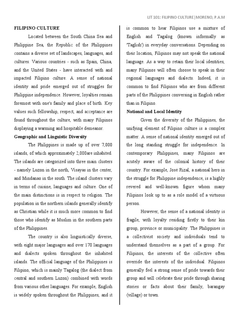Filipino Culture: Then and Now | PDF | Family | Philippines