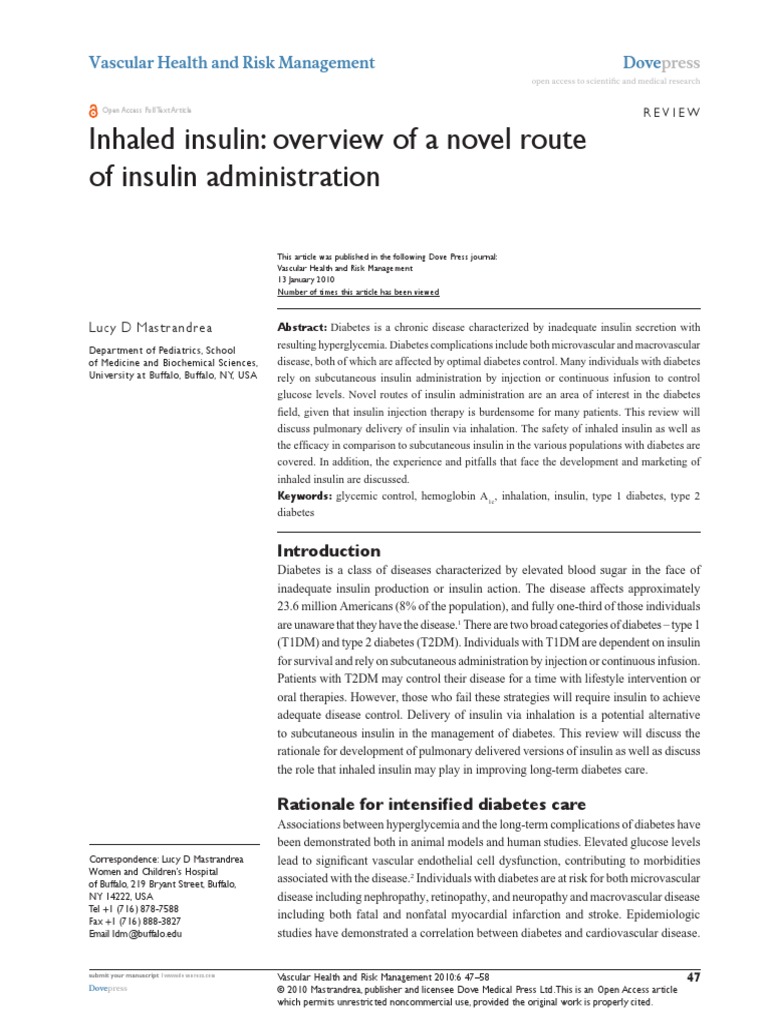 VHRM - 6098 - Inhaled Insulin - An Overview of A Novel Form of Inhaled ...