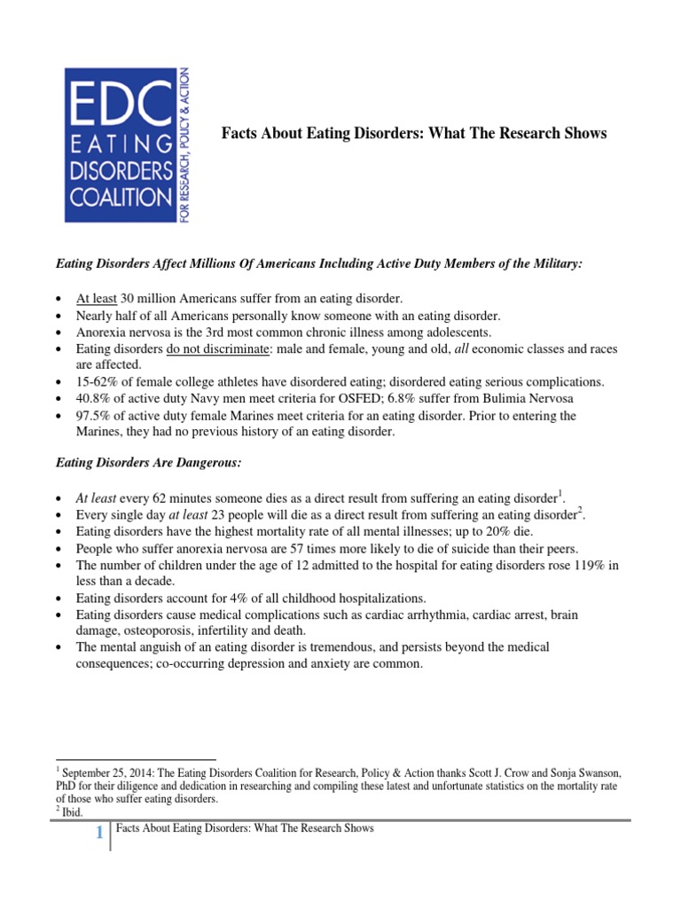Eating Disorders Fact Sheet | PDF | Eating Disorder | Mental Disorder