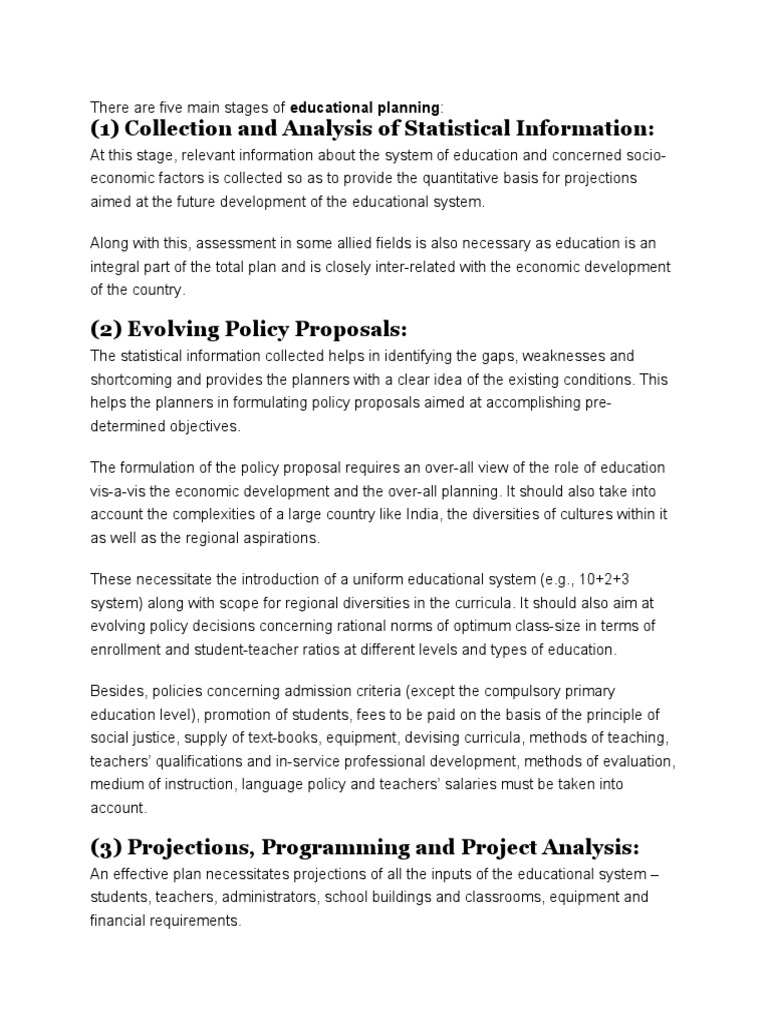 Stages of Educational Planning Process | PDF | Planning | Teachers
